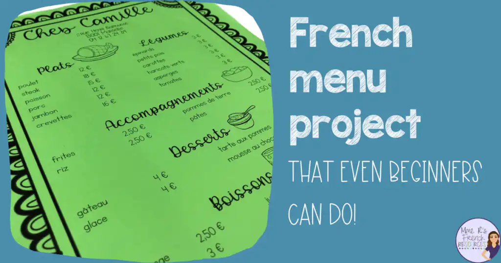 Fun French Menu Project for beginners - Mme R's French Resources