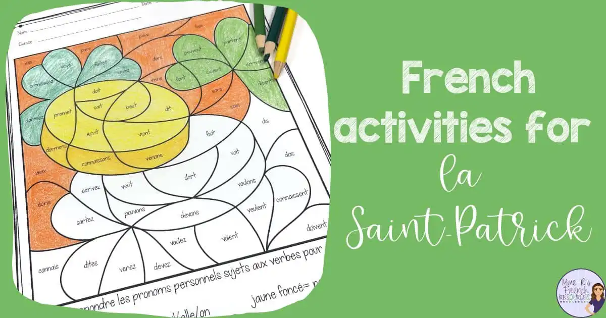 French St. Patrick's Day Worksheets and Activities - Mme R's French ...