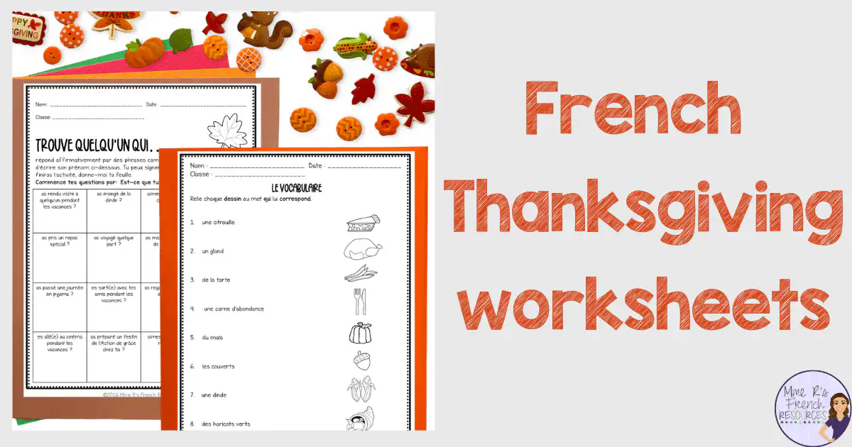 Fun no-prep French Thanksgiving Worksheets - Mme R's French Resources