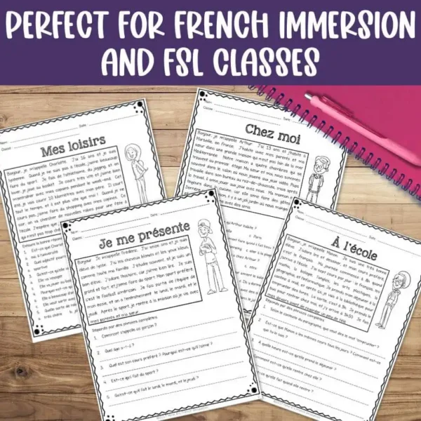 French reading comprehension set 1 - Mme R's French Resources