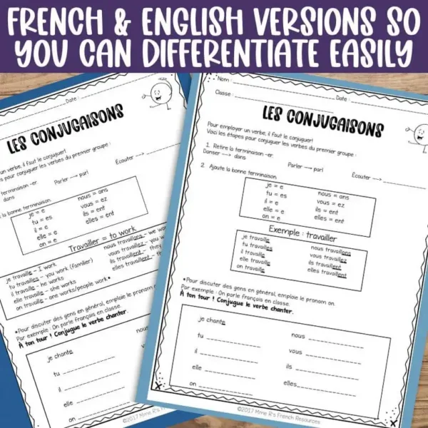 French ER verbs worksheets - Mme R's French Resources