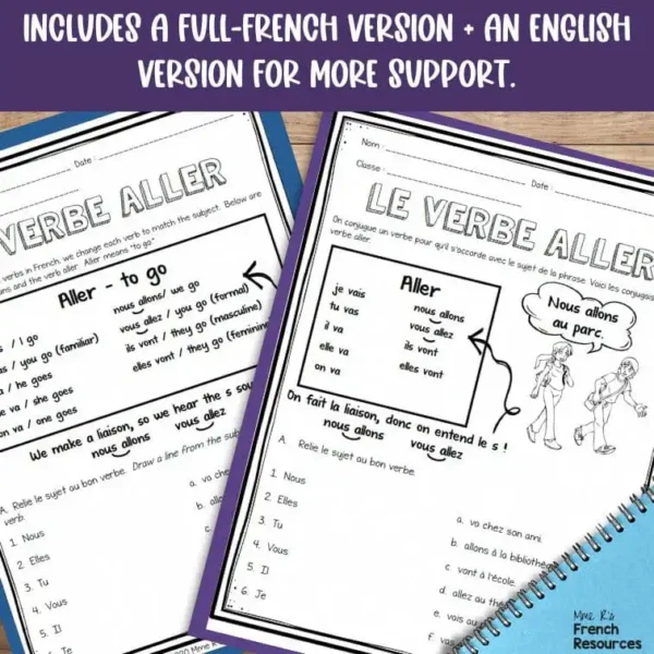 Aller worksheets for beginners: present tense - Mme R's French Resources