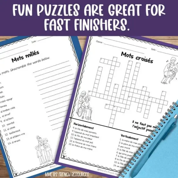 French family vocabulary worksheets - Mme R's French Resources
