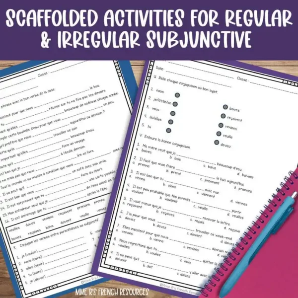 French subjunctive worksheets - Mme R's French Resources