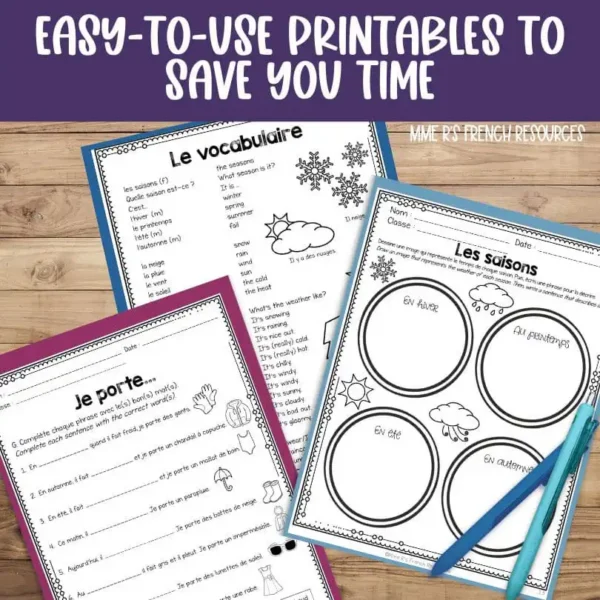 French weather worksheets - Mme R's French Resources