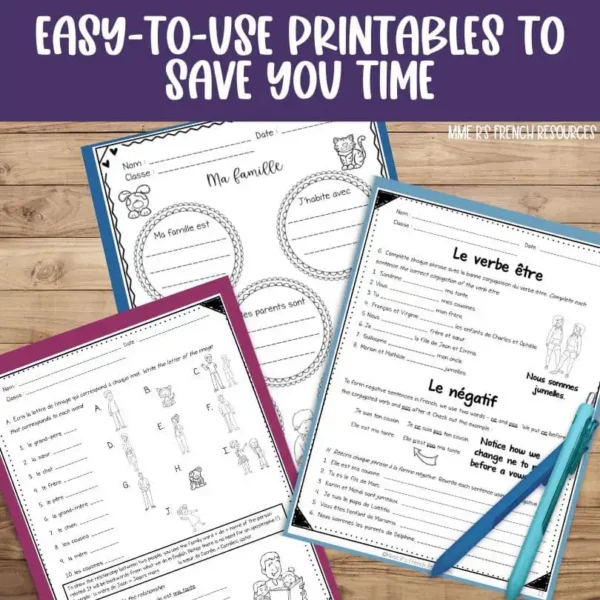 French family vocabulary worksheets - Mme R's French Resources