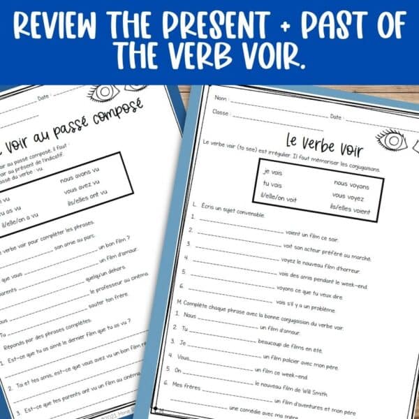 French movie vocabulary worksheets - Mme R's French Resources