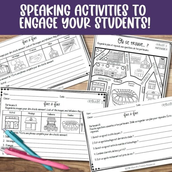 En ville French city worksheets - Mme R's French Resources